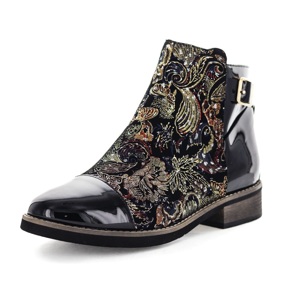 Zola Hearty Women’s Boots – Black Patent - Fujian Footwear